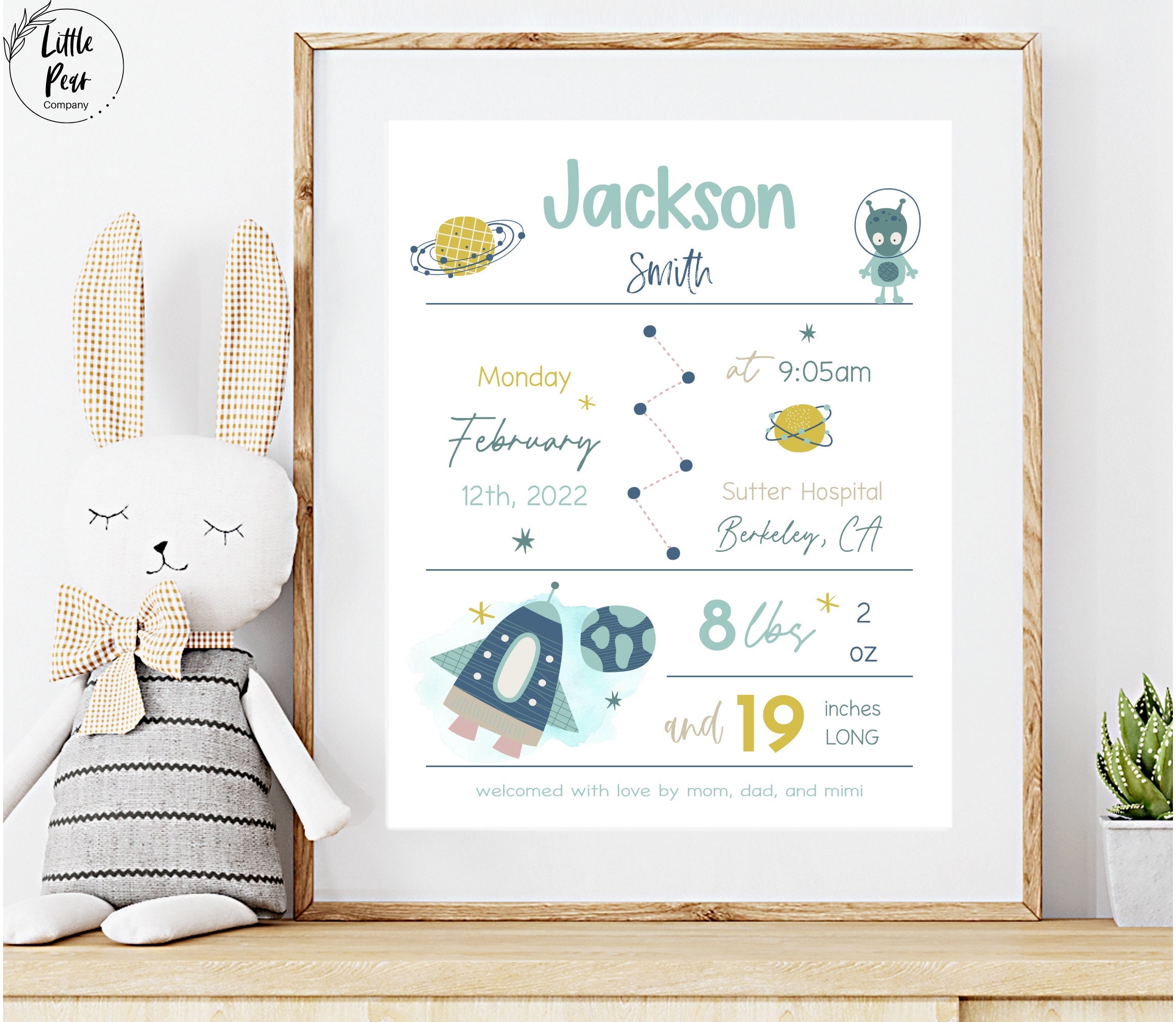 Space Birth Announcement Sign, Printable Baby Birth Sign, Editable ...