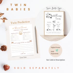 Twin Prediction Activity Sheet, 8x10 Twin Baby Prediction Game, Baby ...