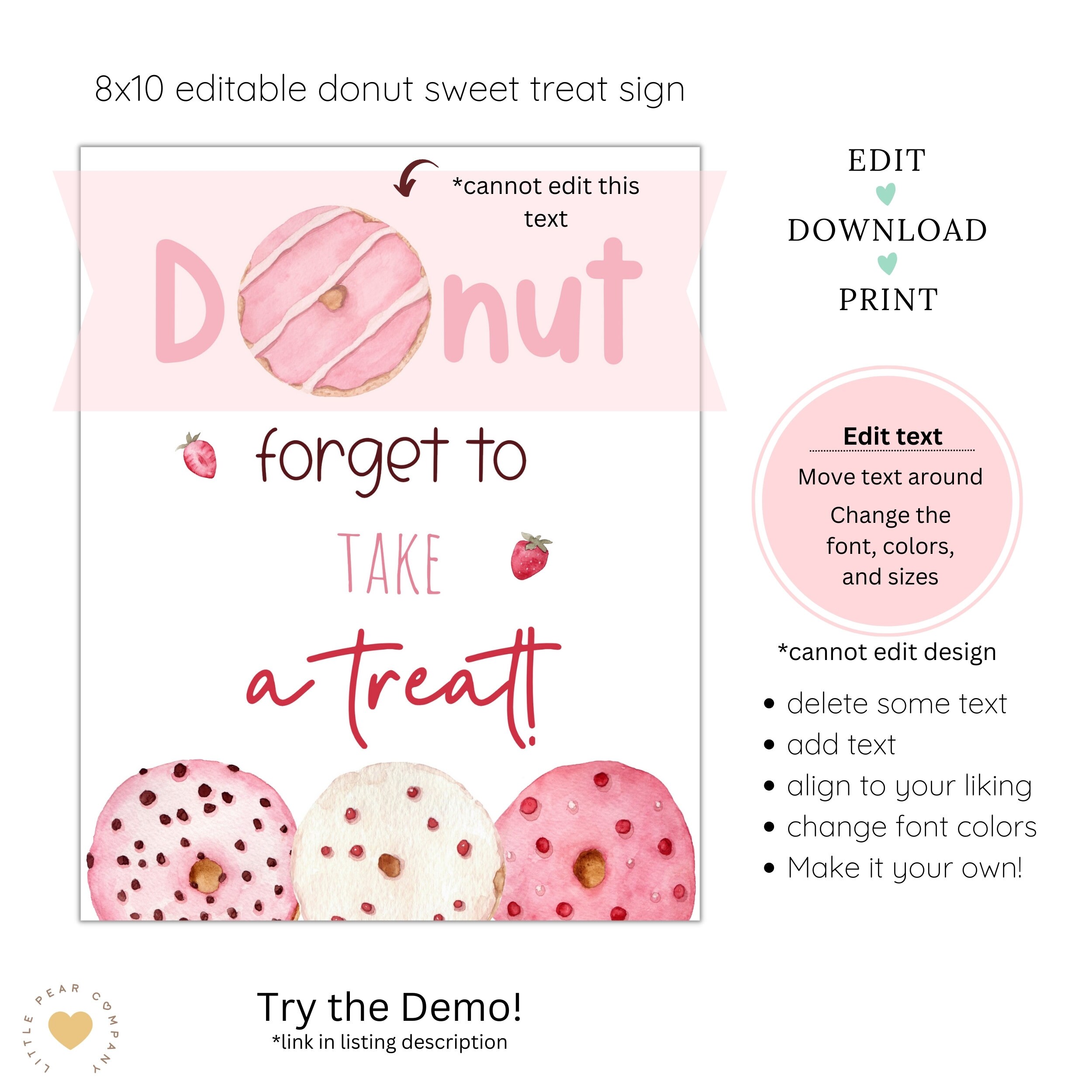 Printable Donut Bar Sign, Appreciation Brunch Dessert Bar Sign, Sweet ...