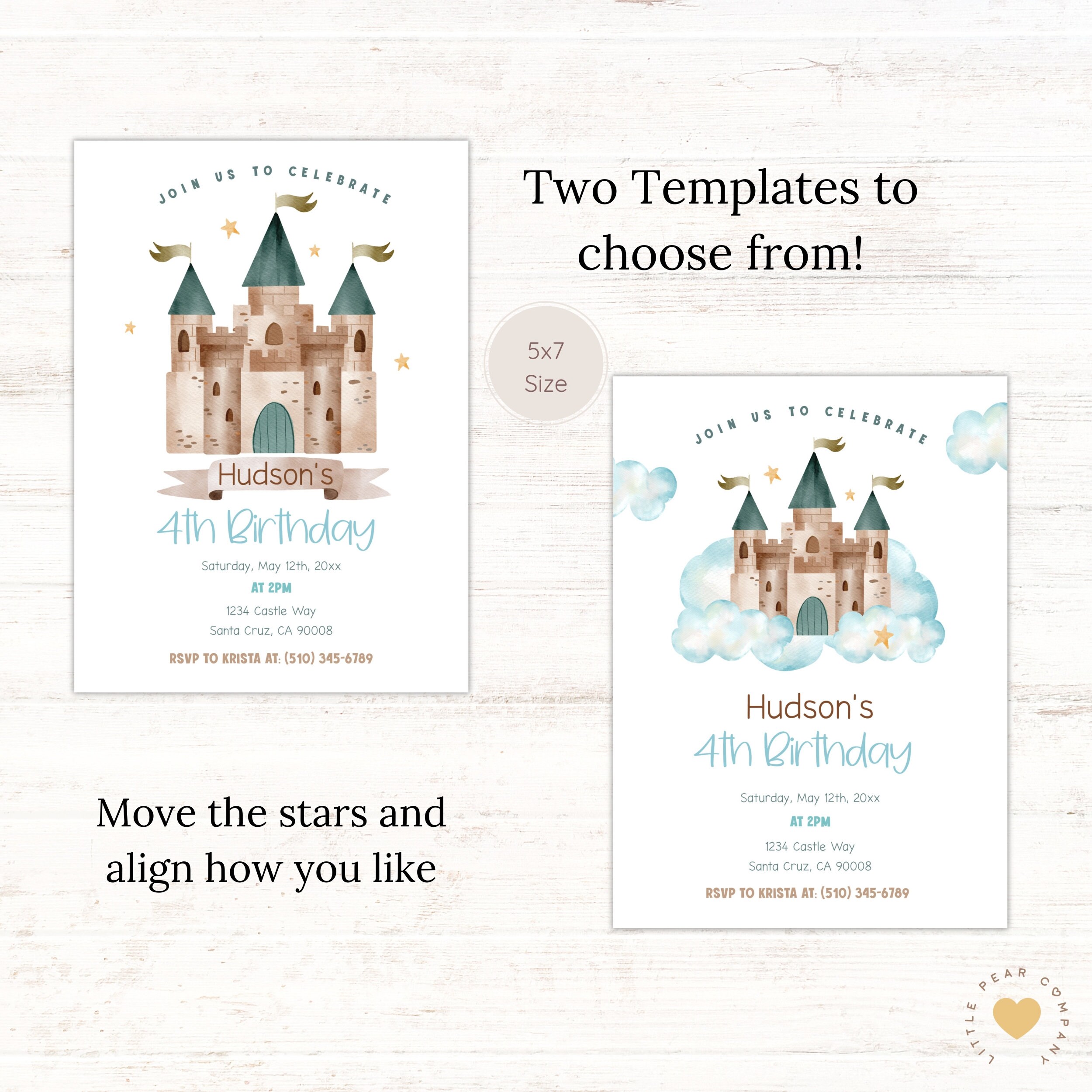 Castle Birthday Invitation, Printable Royal Castle Party Invite ...