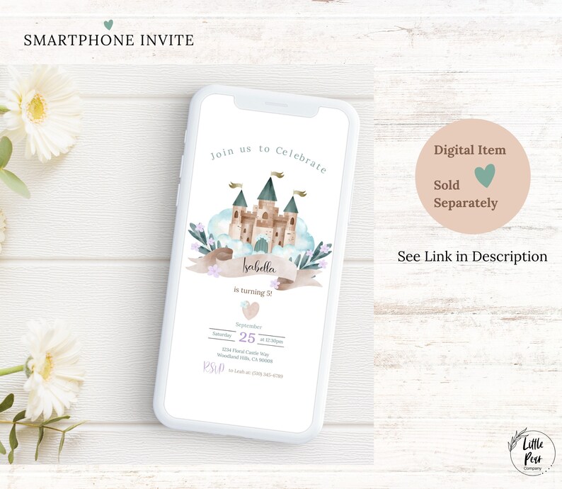 Castle Birthday Invitation, Printable Princess Party Invite, Editable ...