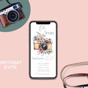 Oh Snap Invitation, Vintage Camera Invite, Teen Camera Party, Tween ...