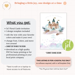 Castle Birthday Invitation, Printable Princess Party Invite, Editable ...