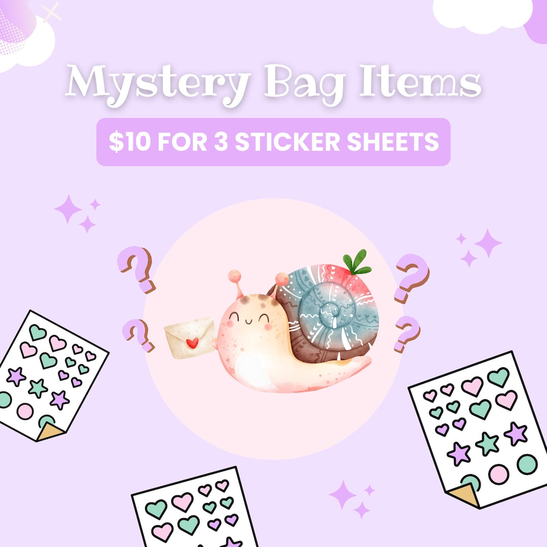 Cute Mystery Sticker Sheet Bundle, Aesthetic Kawaii Styled Sticker Pack ...