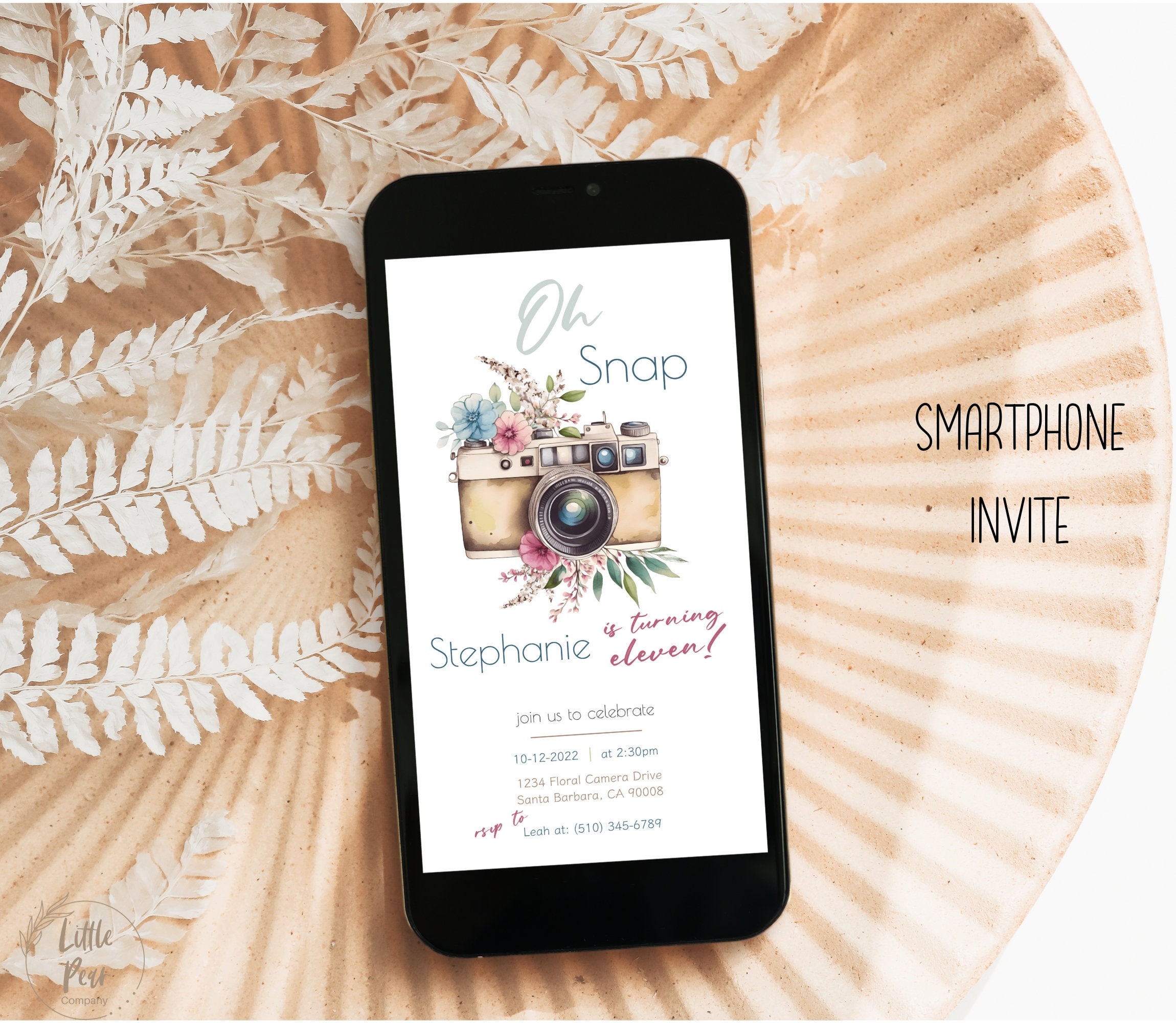 Oh Snap Invitation, Vintage Camera Invite, Teen Camera Party, Tween ...
