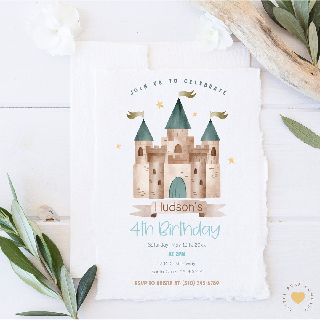 Castle Birthday Invitation, Printable Royal Castle Party Invite ...