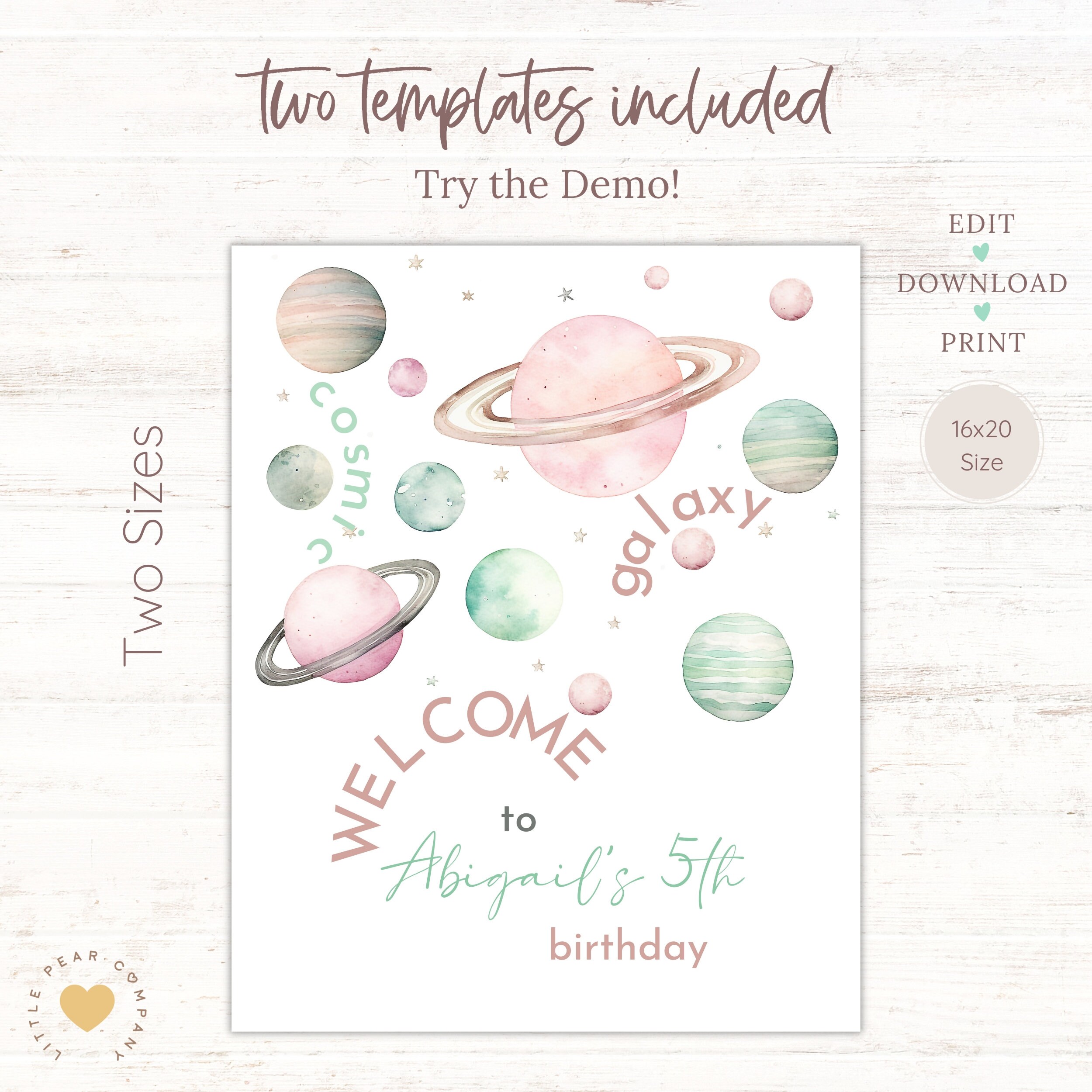 Editable Outer Space Pastel Birthday Sign, Printable Galaxy Party Sign ...