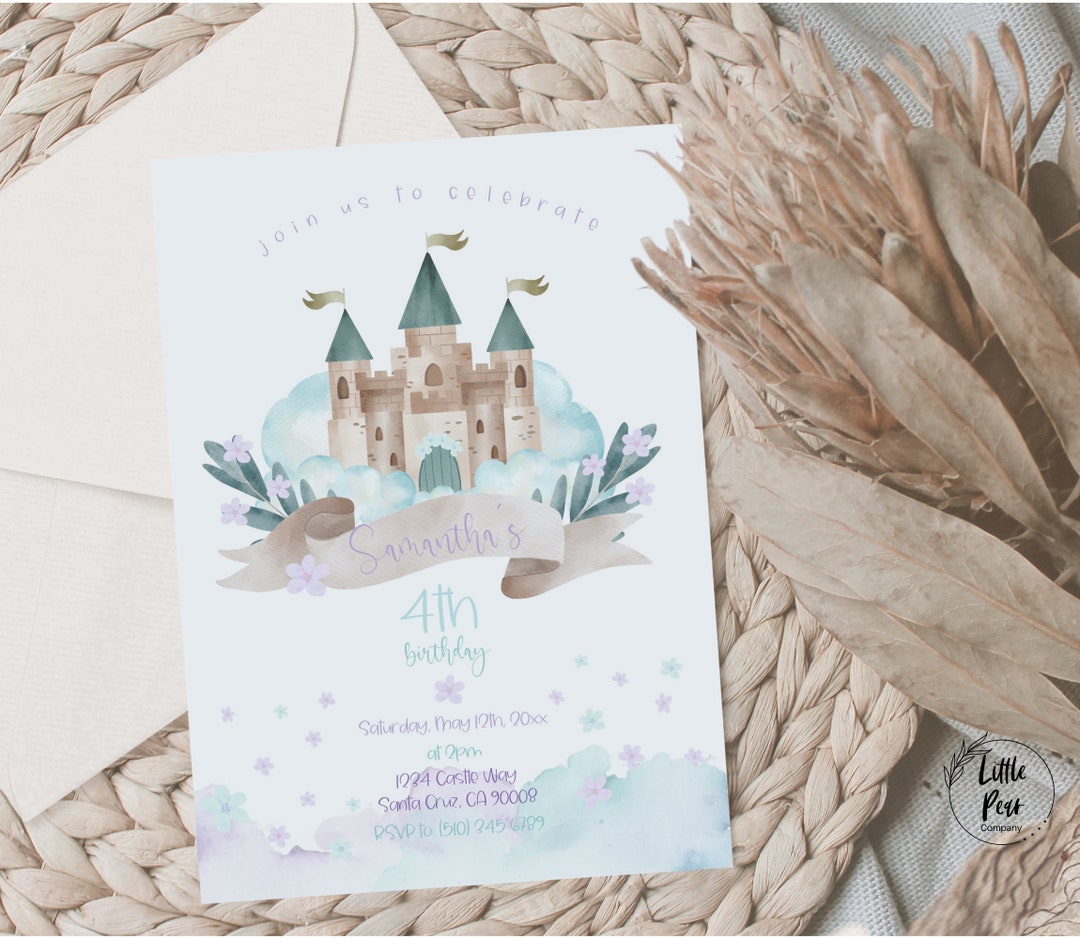 Castle Birthday Invitation Printable Princess Party Invite - Etsy