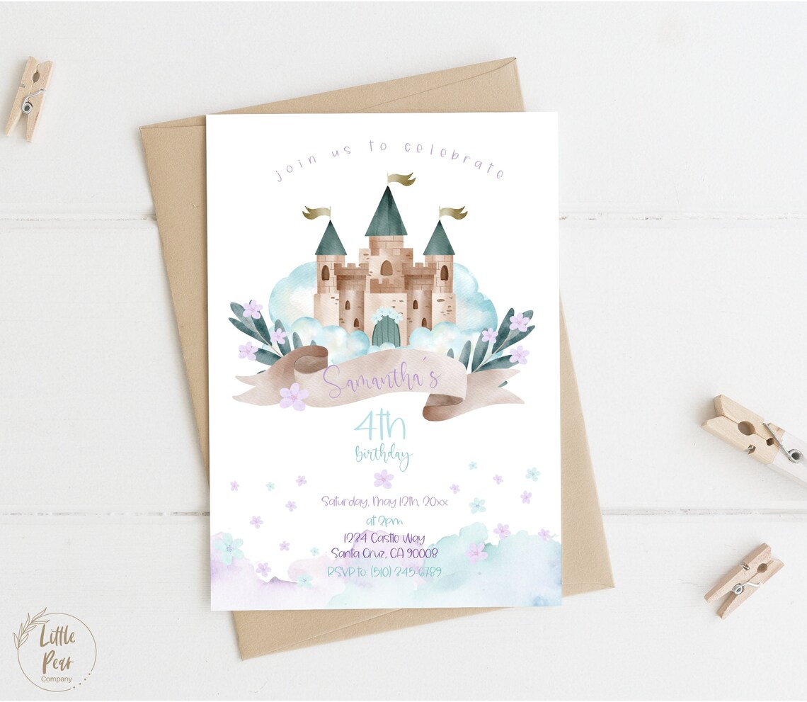 Castle Birthday Invitation Printable Princess Party Invite - Etsy