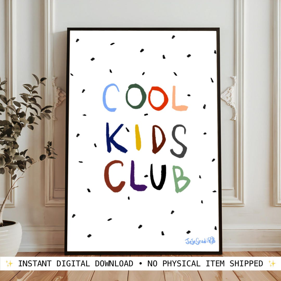 Colorful Kids Club Poster, Kids Room Wall Art (digital Download) - Etsy
