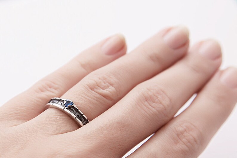 StarGate ring with gemstone Half lendht pattern StarGate ring | Etsy