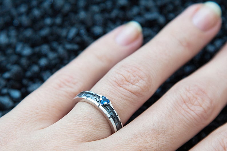 StarGate ring with gemstone Half lendht pattern StarGate ring | Etsy