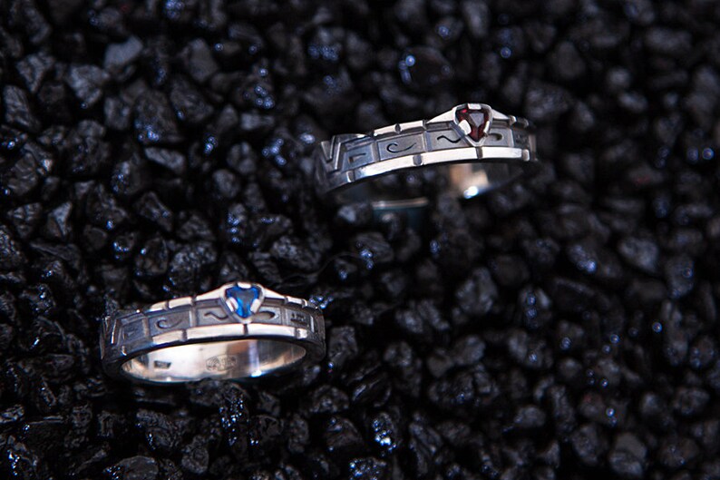 StarGate ring with gemstone Half lendht pattern StarGate ring | Etsy