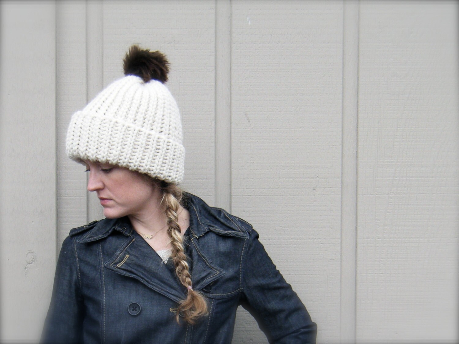 DIY Crochet Pattern: Fishtail Hat Adult Chunky Knit Look Pom - Etsy