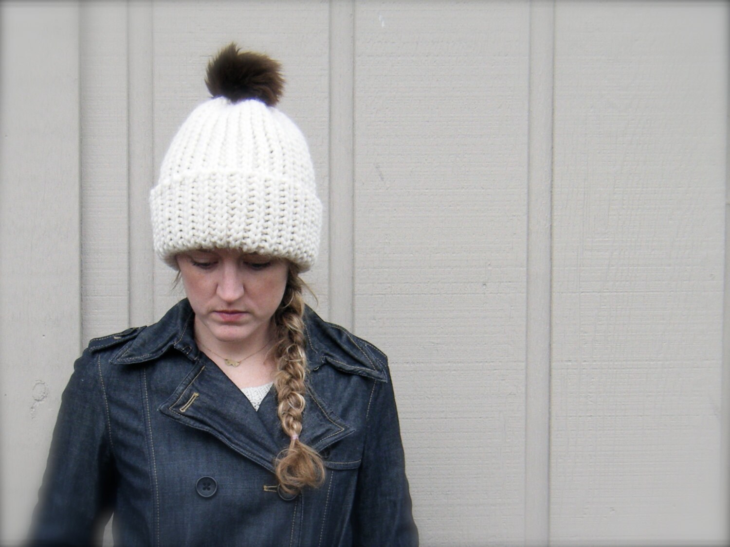 DIY Crochet Pattern: Fishtail Hat Adult Chunky Knit Look Pom - Etsy