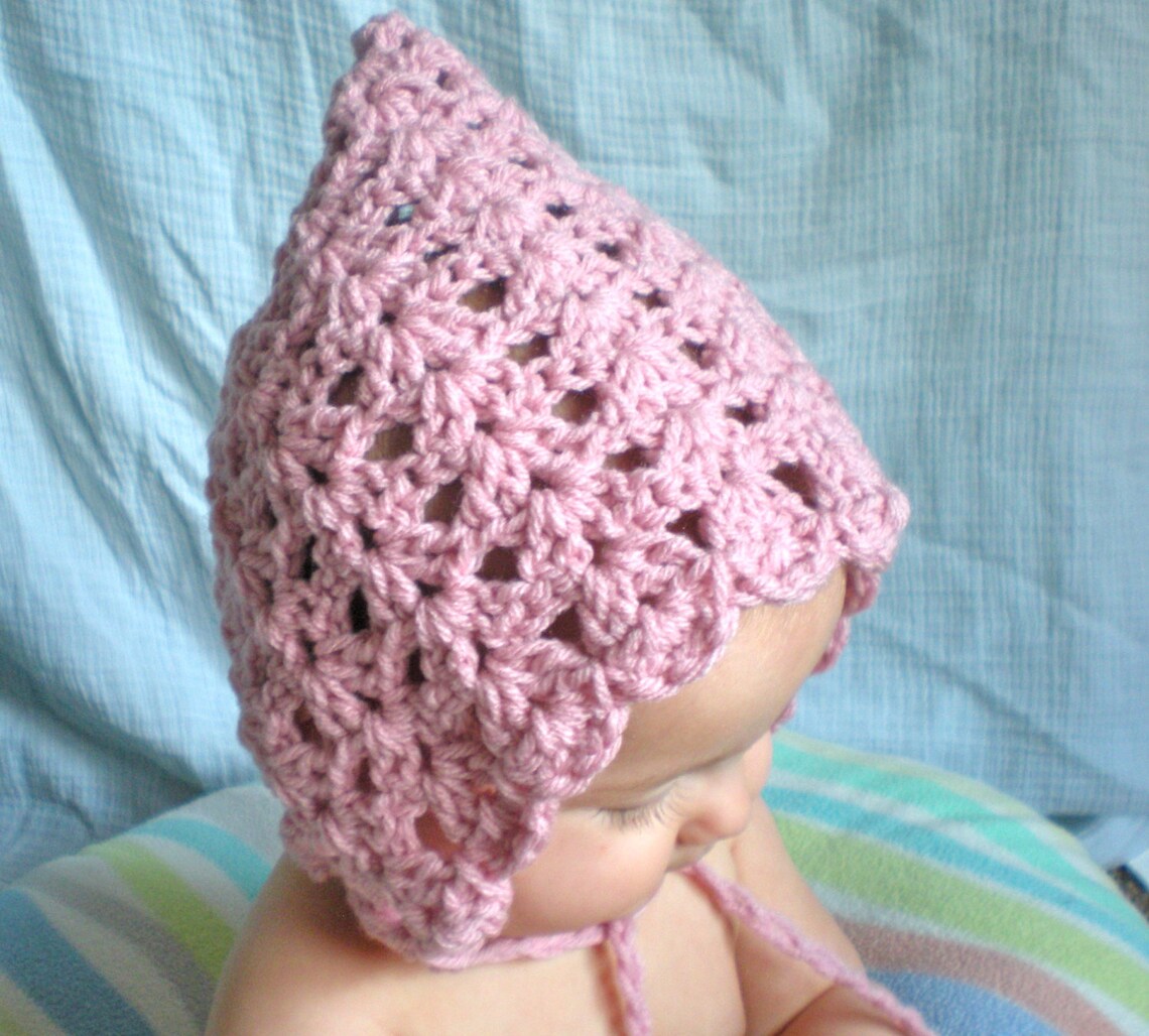 PATTERN: Seashell Pixie Bonnet, 3 SIZES, Baby Gnome Hat, Lacy, Easy Crochet PDF, Instant ...