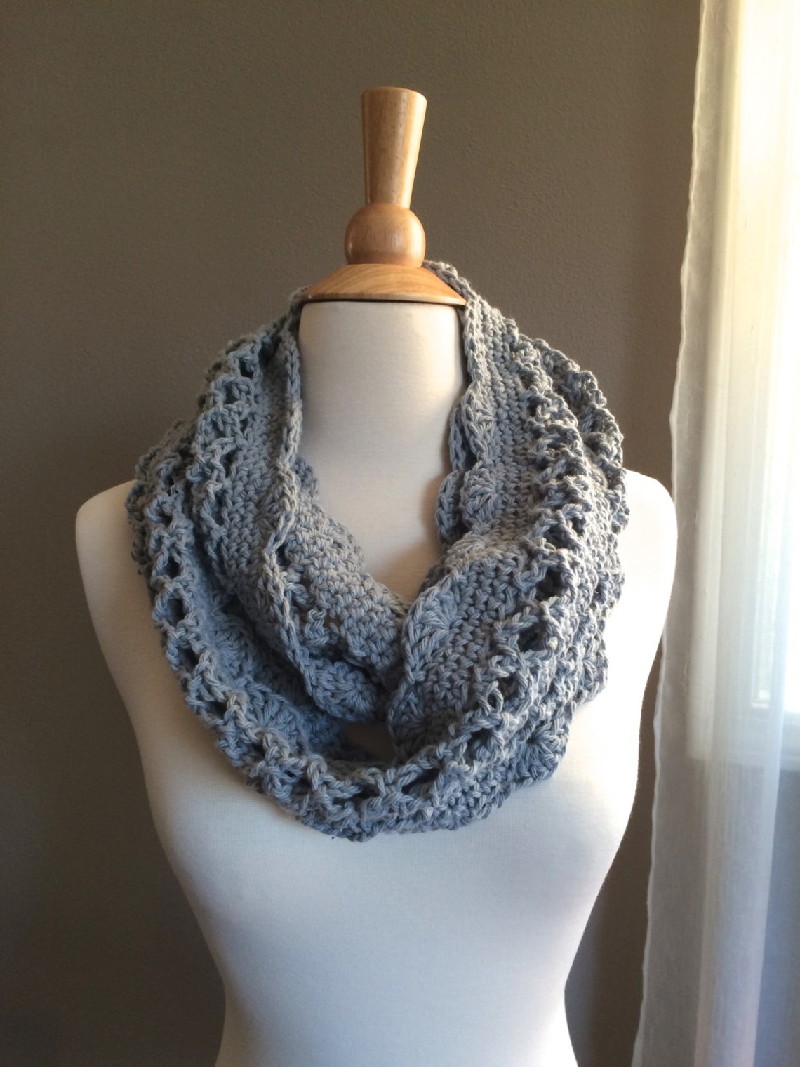 DIY Crochet Pattern: Spring Cowl, Scarf, Light Weight Scalloped Edge ...