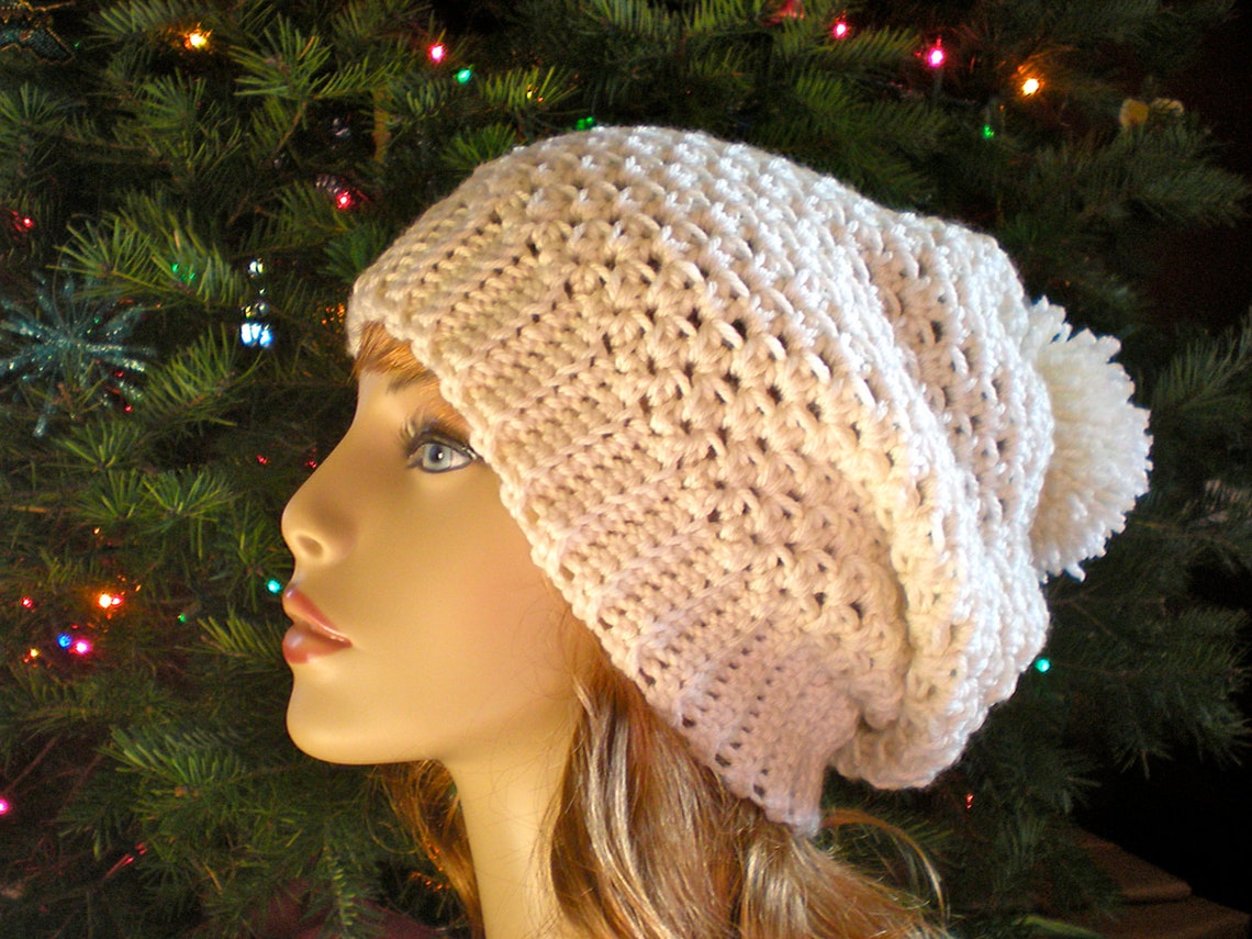 PATTERN: Snow Bunny Hat, Easy Crochet, Slouch Beanie, Adult, PDF ...