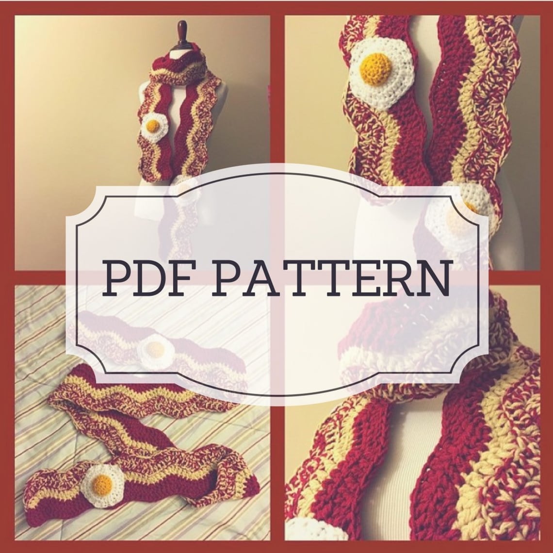 PDF PATTERN Bacon and Eggs Scarf - Etsy