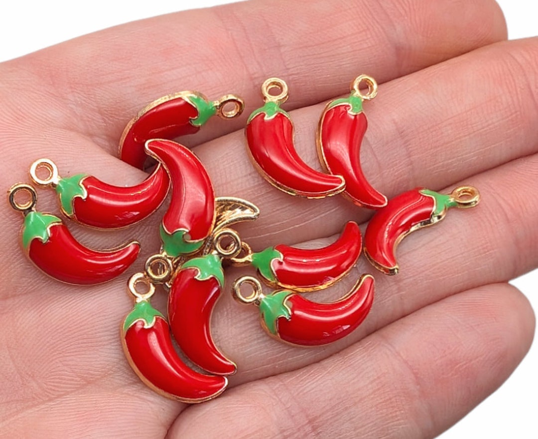 NEW Set of 10pcs Red Pepper Charms - Etsy
