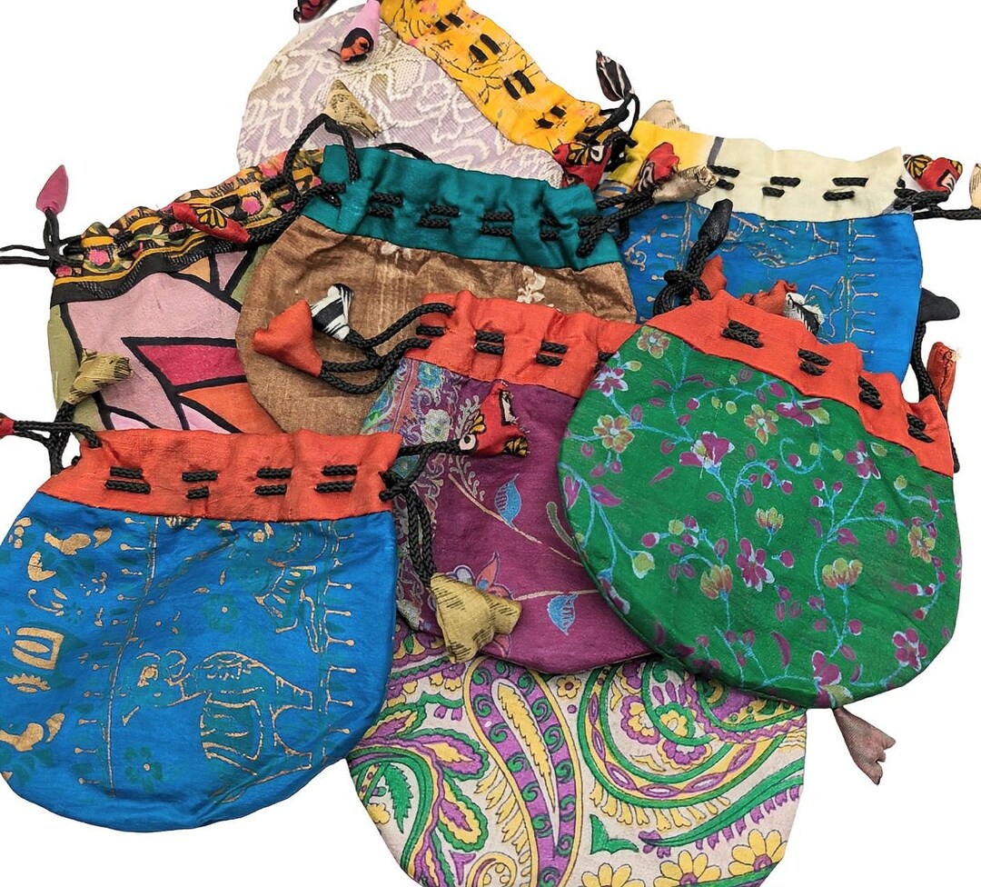 NEW SIZE Recycled Sari Pouches - Etsy