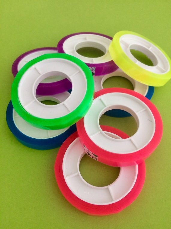 Set of 12 multi coloured sellotape rolls coloured tape | Etsy
