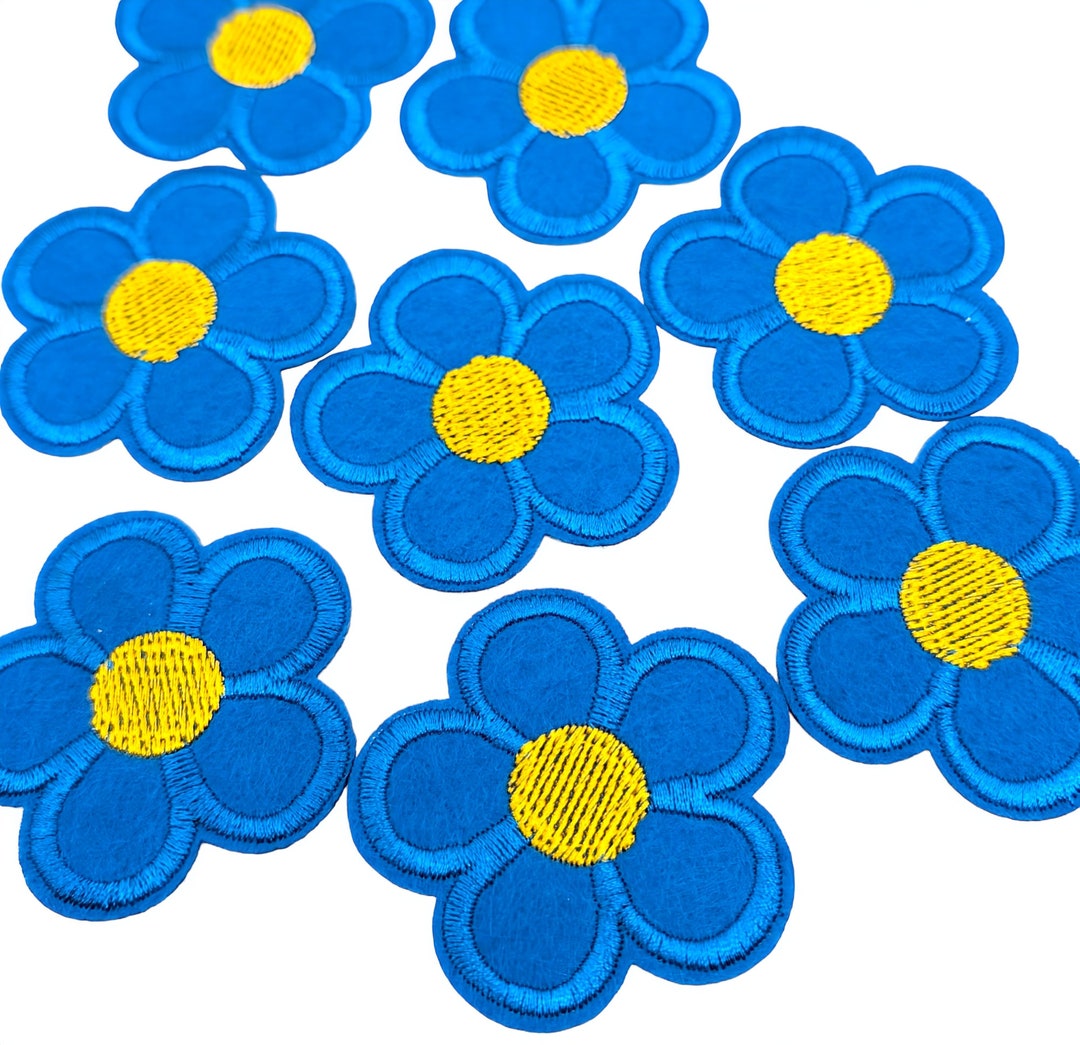 Lovely Bright Blue Iron on Flower Patches - Etsy