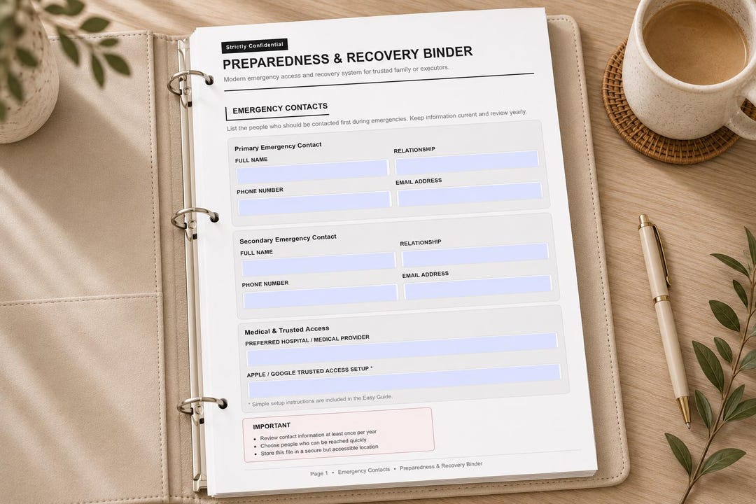 Family Emergency Binder Printable | Medical Binder PDF | Important ...