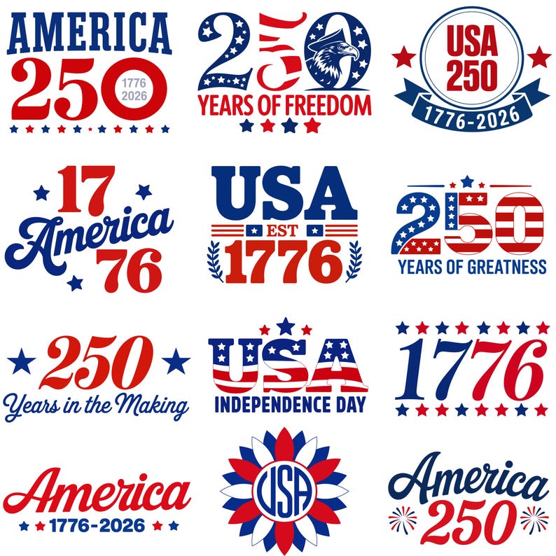 America 250th Anniversary SVG Bundle, Patriotic Eagle Designs (digital ...