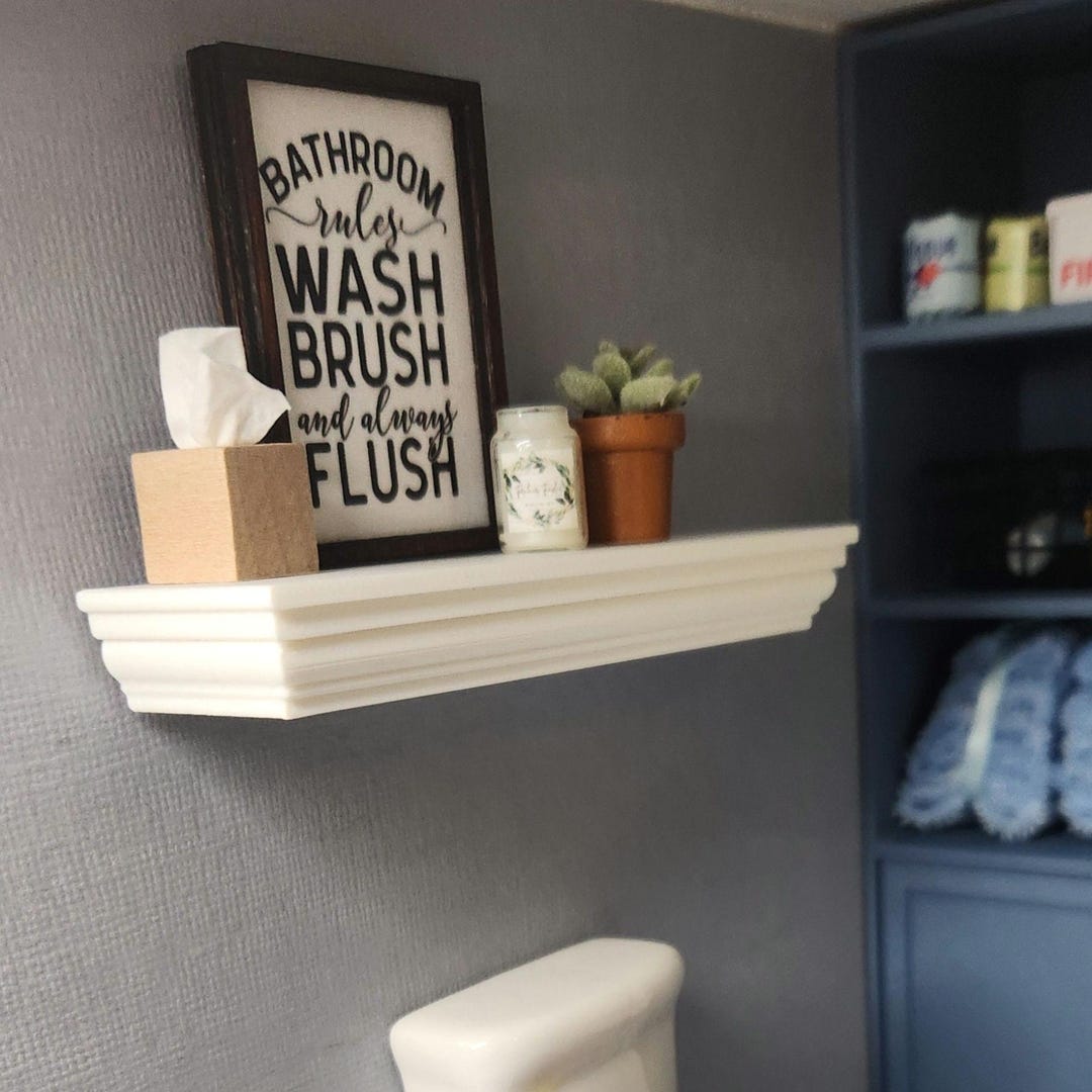 Modern Dollhouse White Shelf Crown Molding Floating Shelf Mini Size - Etsy