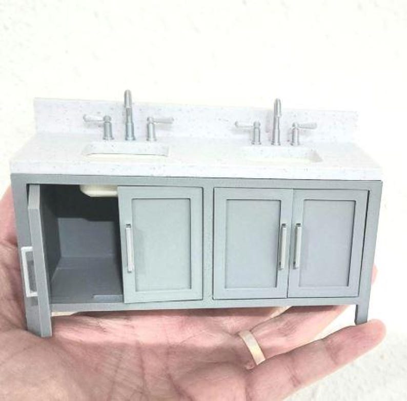 Custom Double Vanity Sink Dollhouse Miniature 1:12 Scale With Opening ...