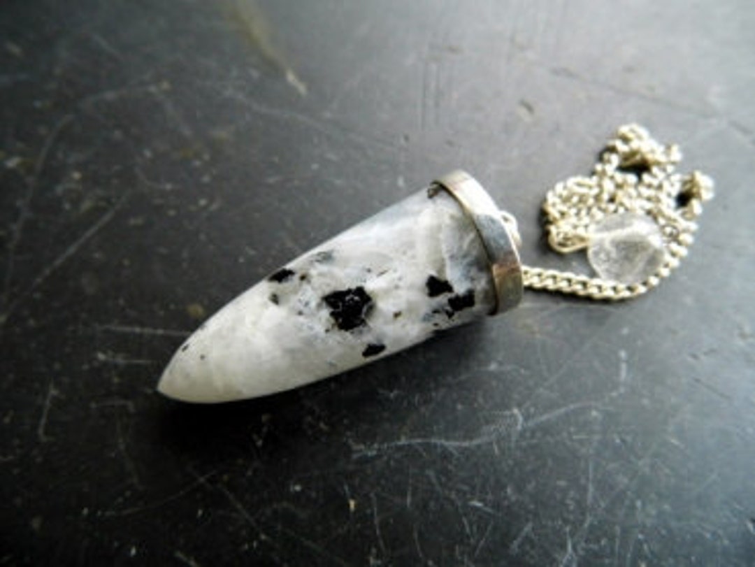 Pointed Pendulum, Pendulum, Silver, Moonstone, Moonstone Pendulum ...