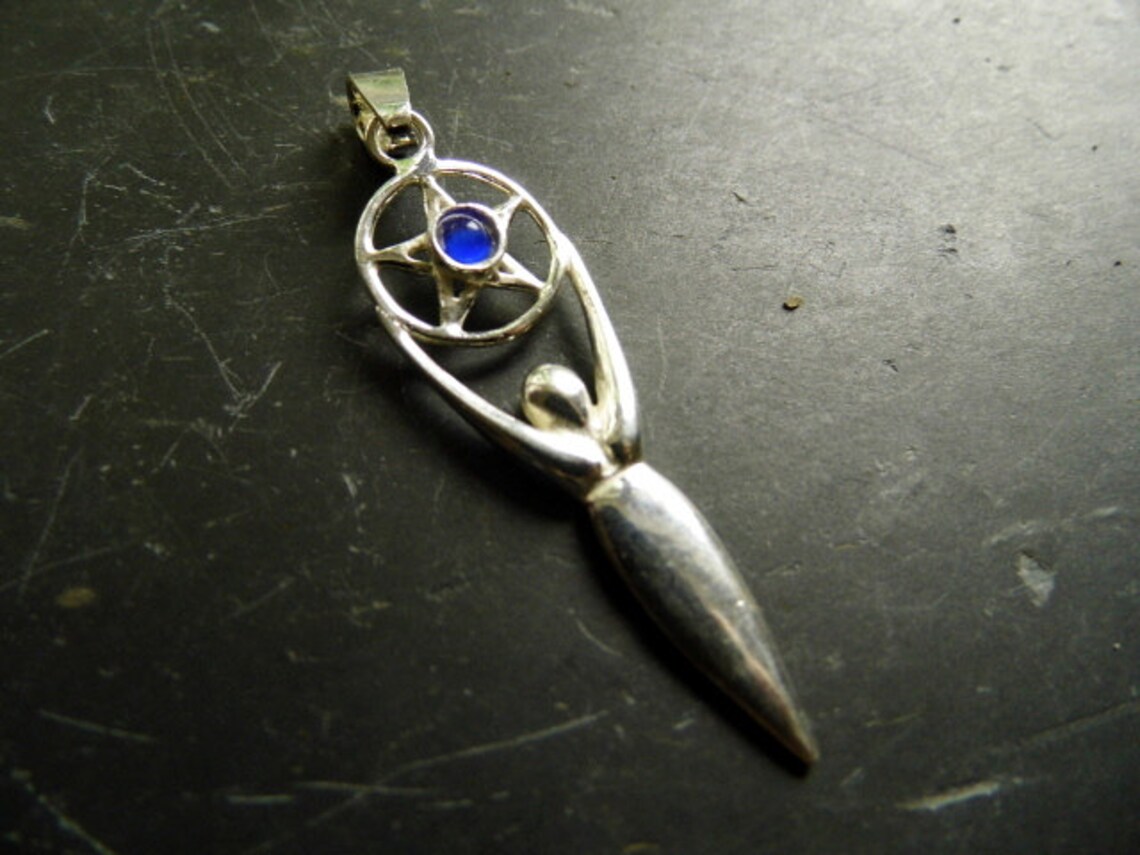 Gaja, Göttin, Erdmutter, Pentagramm, Schutz, Blauquarz, Silber, Schutz ...