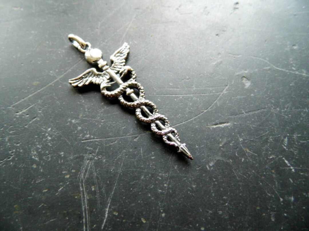 Pendant, Wand of Mercury, Caduceus, Sterling Silver, Wand, Unisex ...
