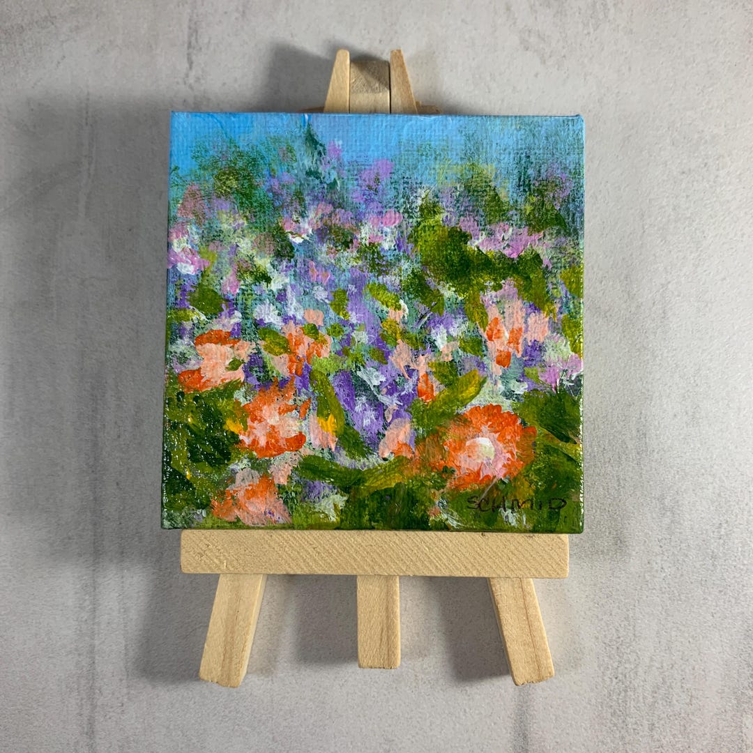 Mini Canvas Painting | 3x3 Art | Abstract Flowers | Miniature Painting ...