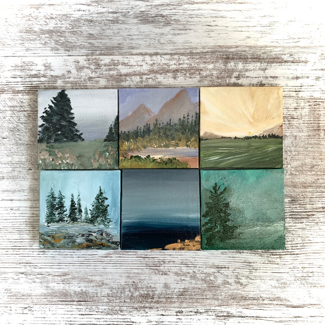 Mini Canvas Painting With Easel 3x3 Canvas Art Mini - Etsy