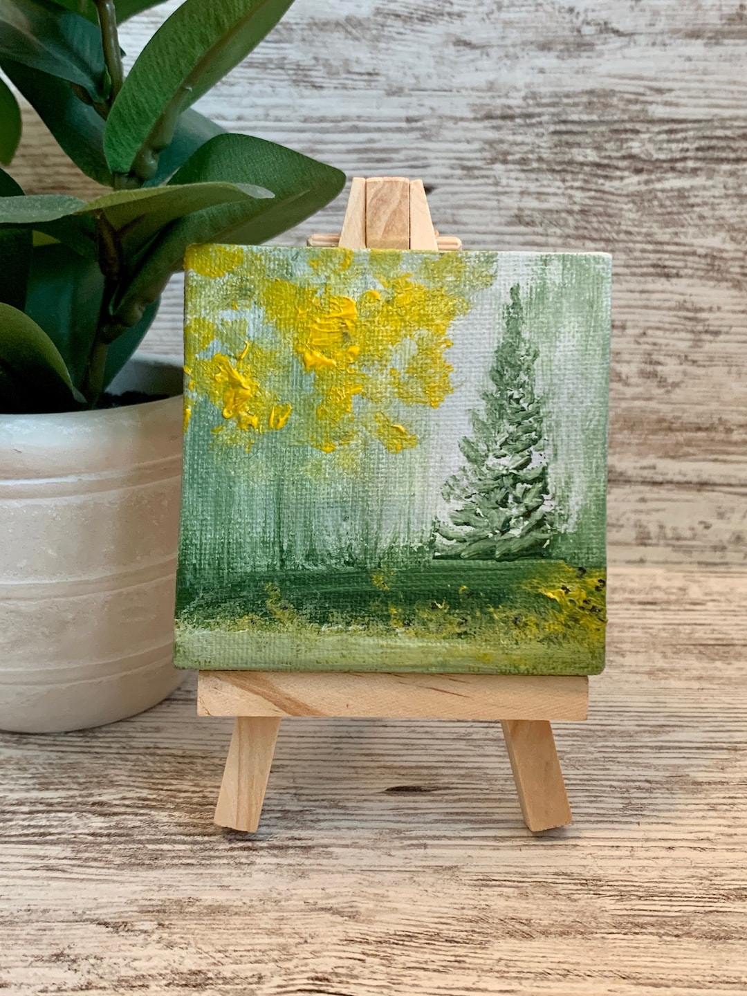 Mini Canvas Painting With Easel 3x3 Mini Landscape Painting - Etsy