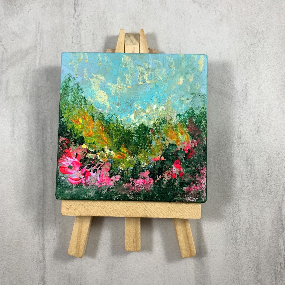 Mini Canvas Painting | 3x3 Art | Abstract Flowers | Miniature Painting ...