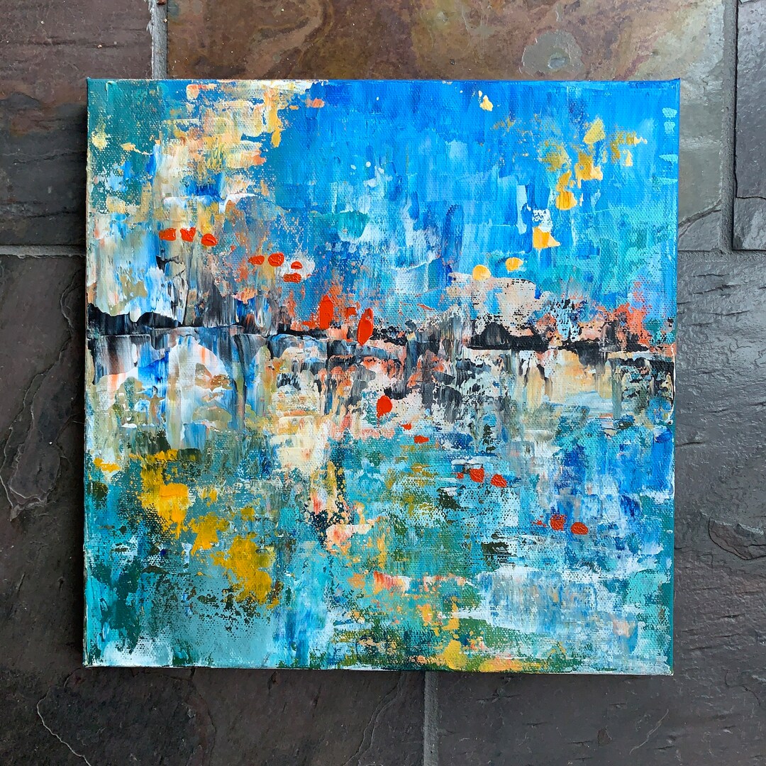 Original Abstract Painting | Palette Knife Painting | Blue Wall Art ...