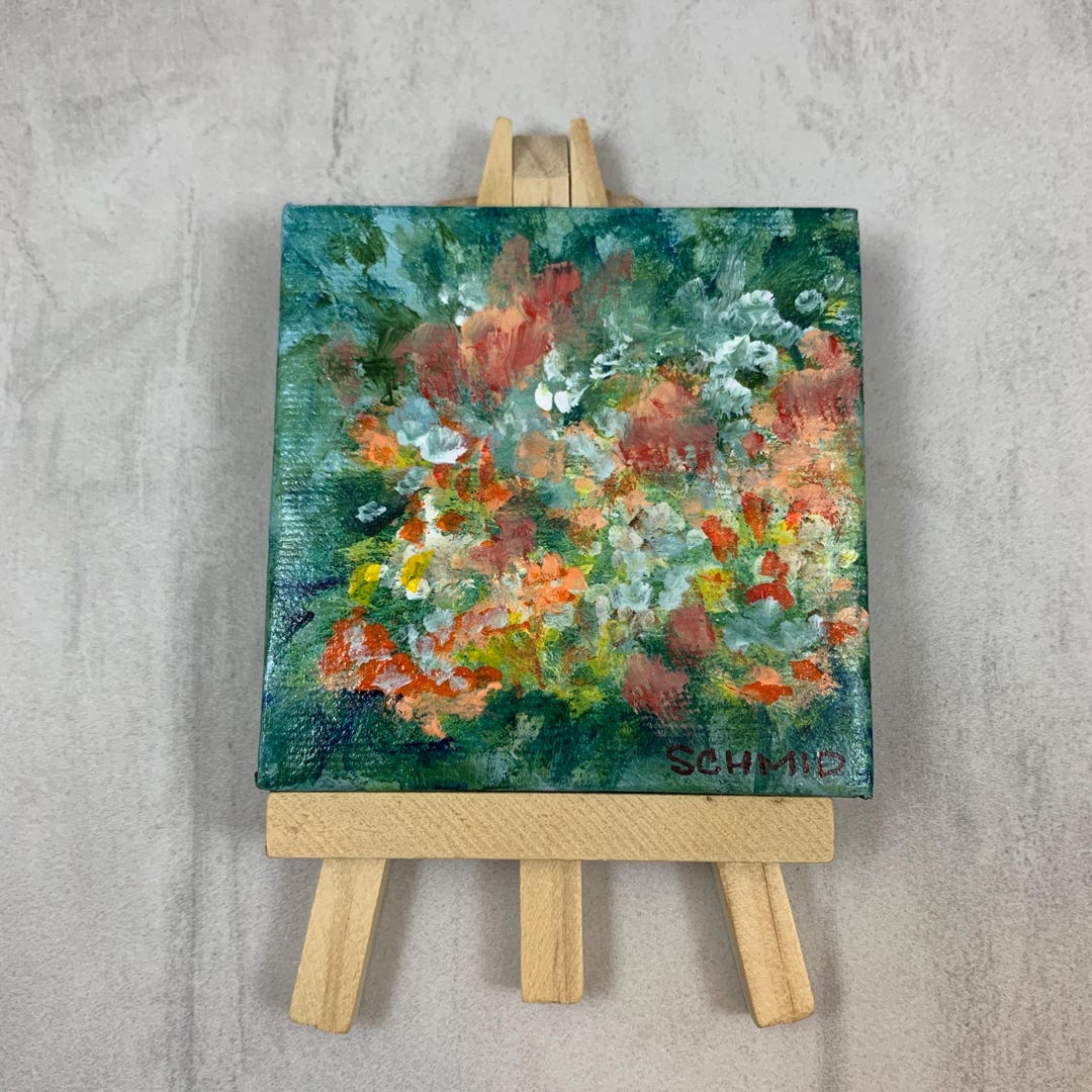 Mini Canvas Painting | 3x3 Art | Abstract Flowers | Miniature Painting ...