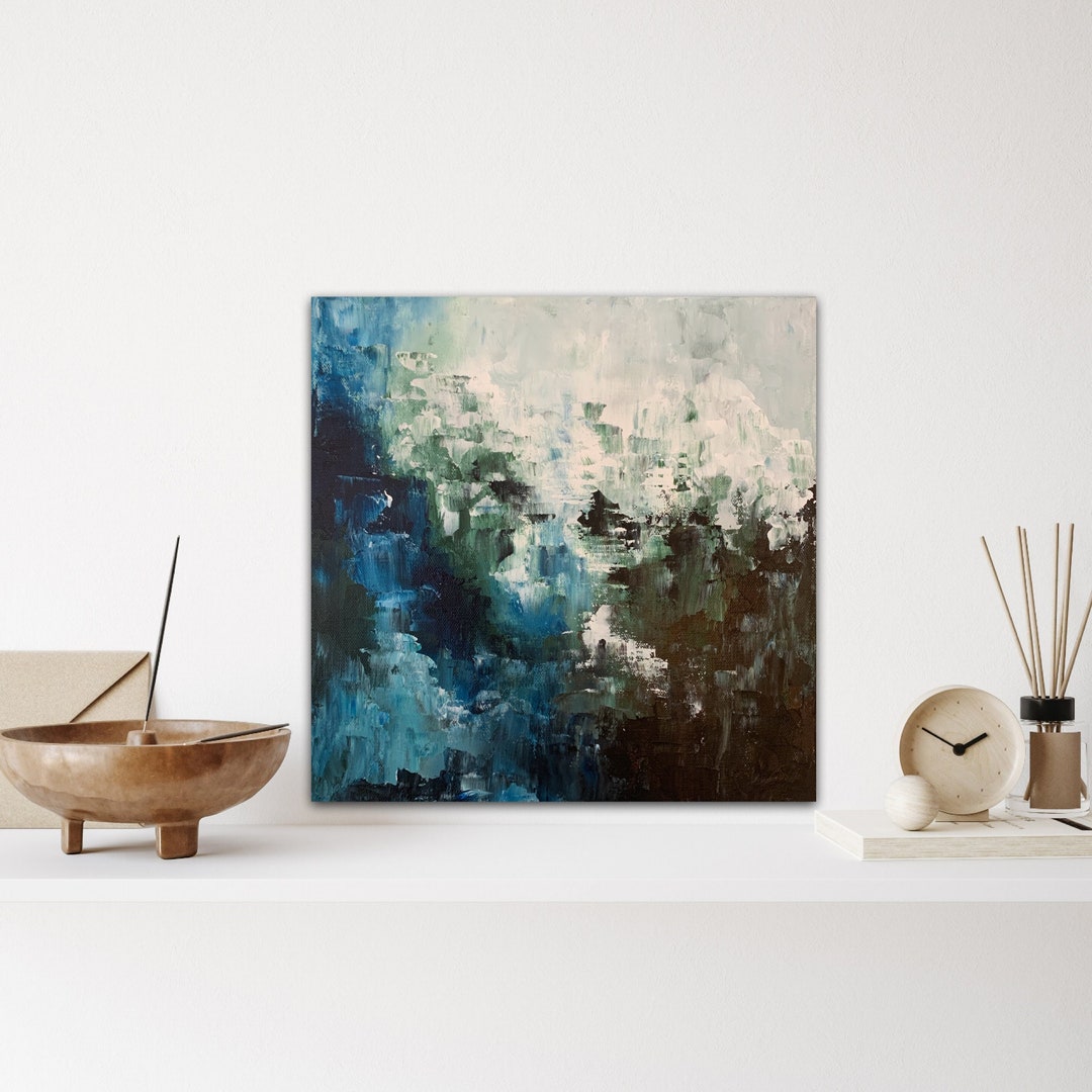 Abstract Painting on Canvas Palette Knife Art 12x12 Painting Wall Decor ...