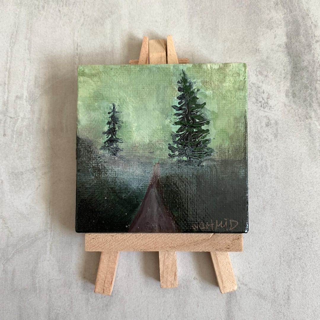 Mini Canvas Painting With Easel | 3x3 Art | Miniature Painting | Mini ...