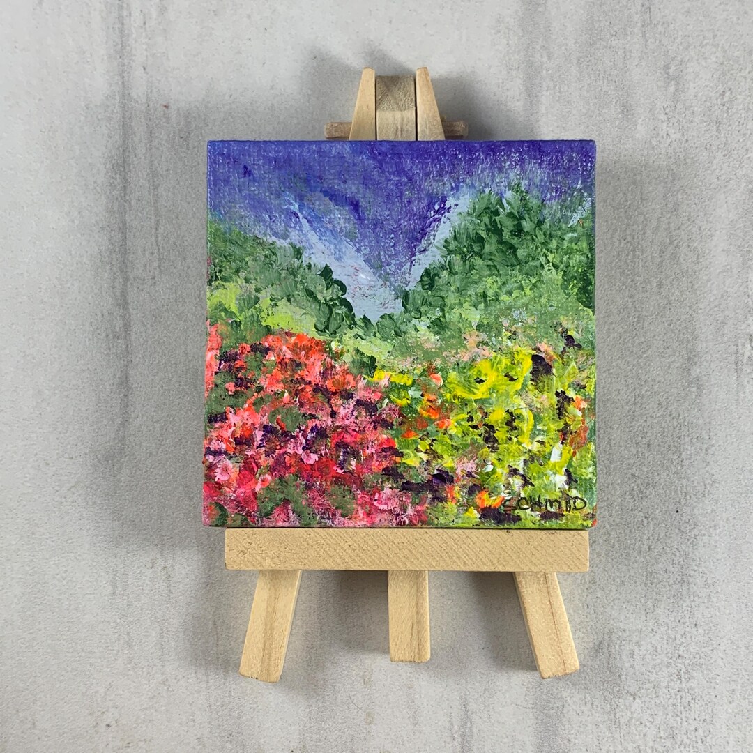 Miniature Floral Canvas Painting: Impressionist 3x3" Desk Art - Etsy