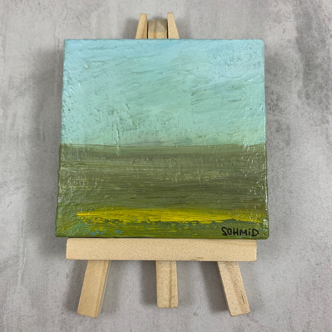 Mini Canvas Painting With Easel 3x3 Painting Mini Painting Tabletop Art ...