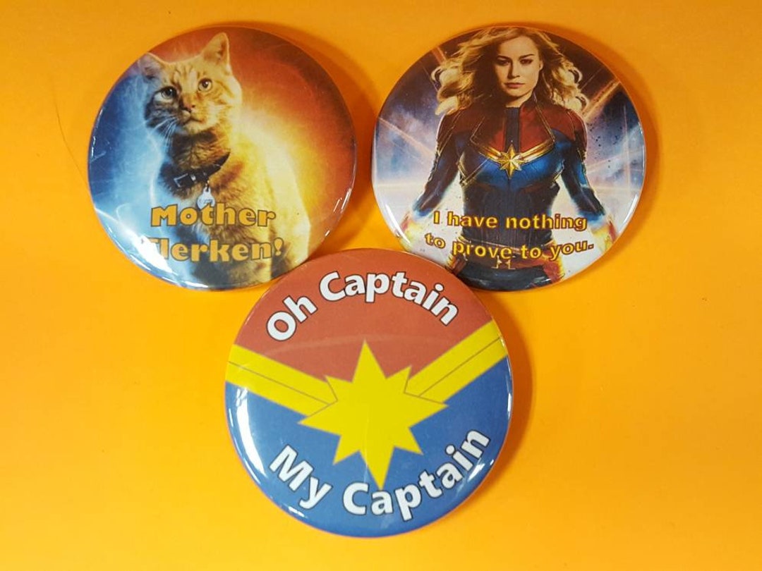Set of 3 Captain Marvel Buttons - Etsy