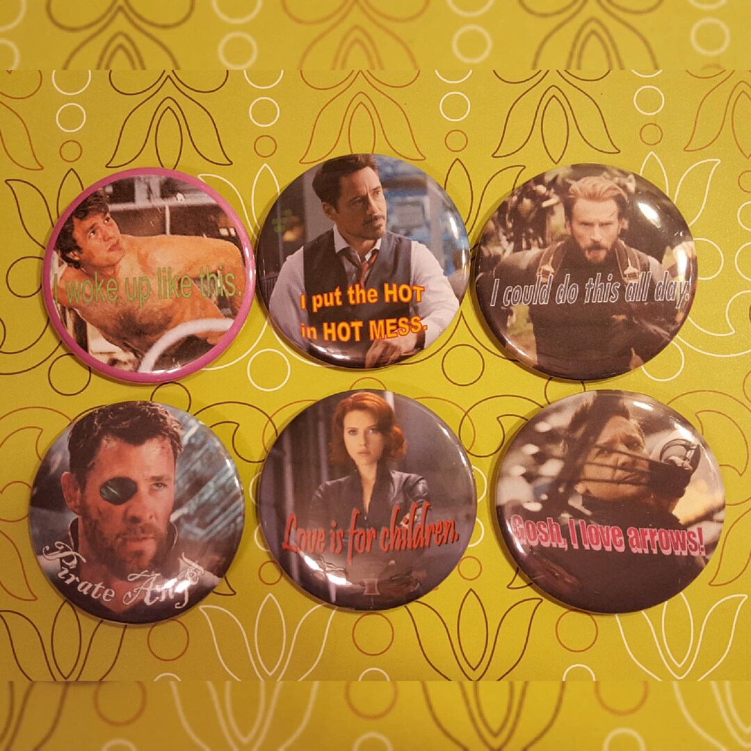 Original MCU Avengers Button Set of Six - Etsy