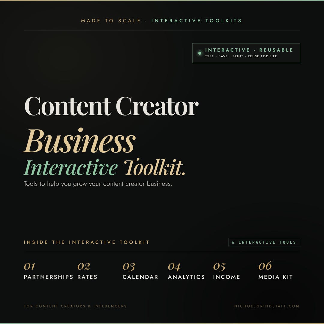Interactive Content Creator Business Toolkit – Brand Deal Tracker, Rate ...
