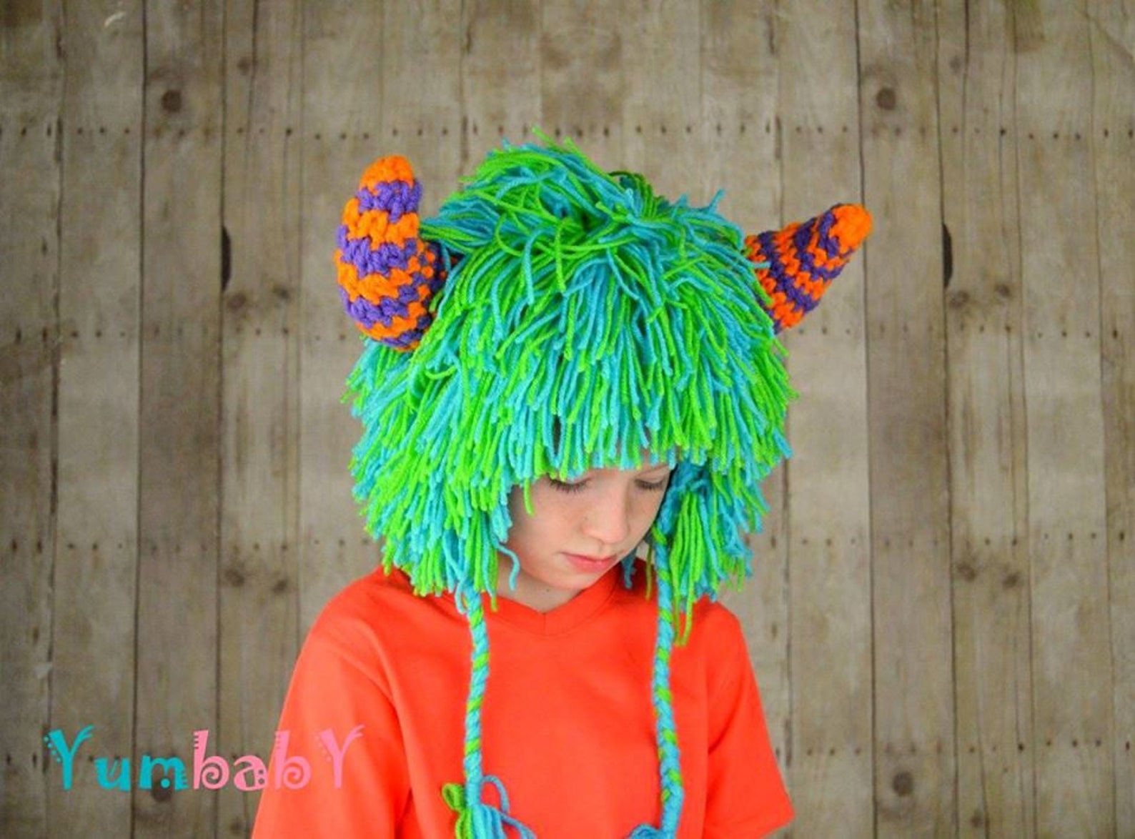 Monster Hat Green and Blue Monster Hat with Horns Unique | Etsy