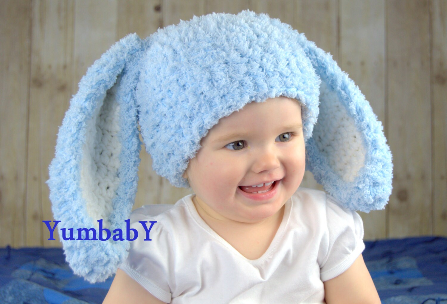 Bunny Hats Blue Fluffy Easter Bunny Hat Rabbit Ears Beanie | Etsy