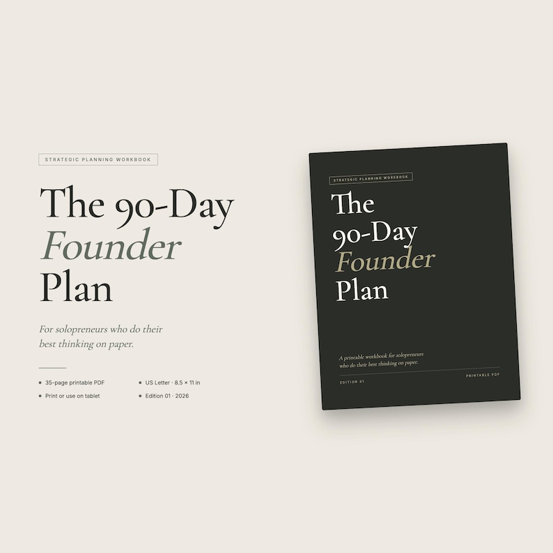 90-day Founder Plan Strategic Workbook | Solopreneur Quarterly Goal ...